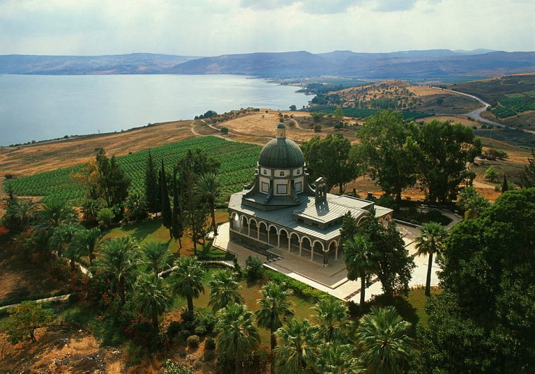 Aerial mount of Beatitudes at the Sea of Galilee, Israel - Julie Giordano